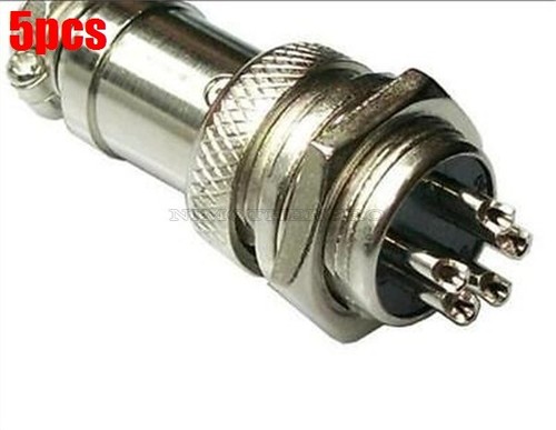 5Pcs Metal Connector Panel Male/Female Aviation Plug 5-Pin 16Mm GX16-5 ...