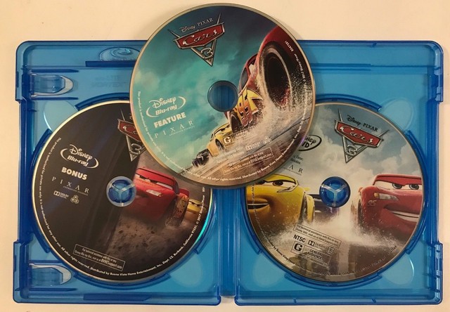 DISNEY PIXAR CARS 3 BLU RAY + DVD 3 DISC SET & SLIPCOVER SLEEVE FREE ...