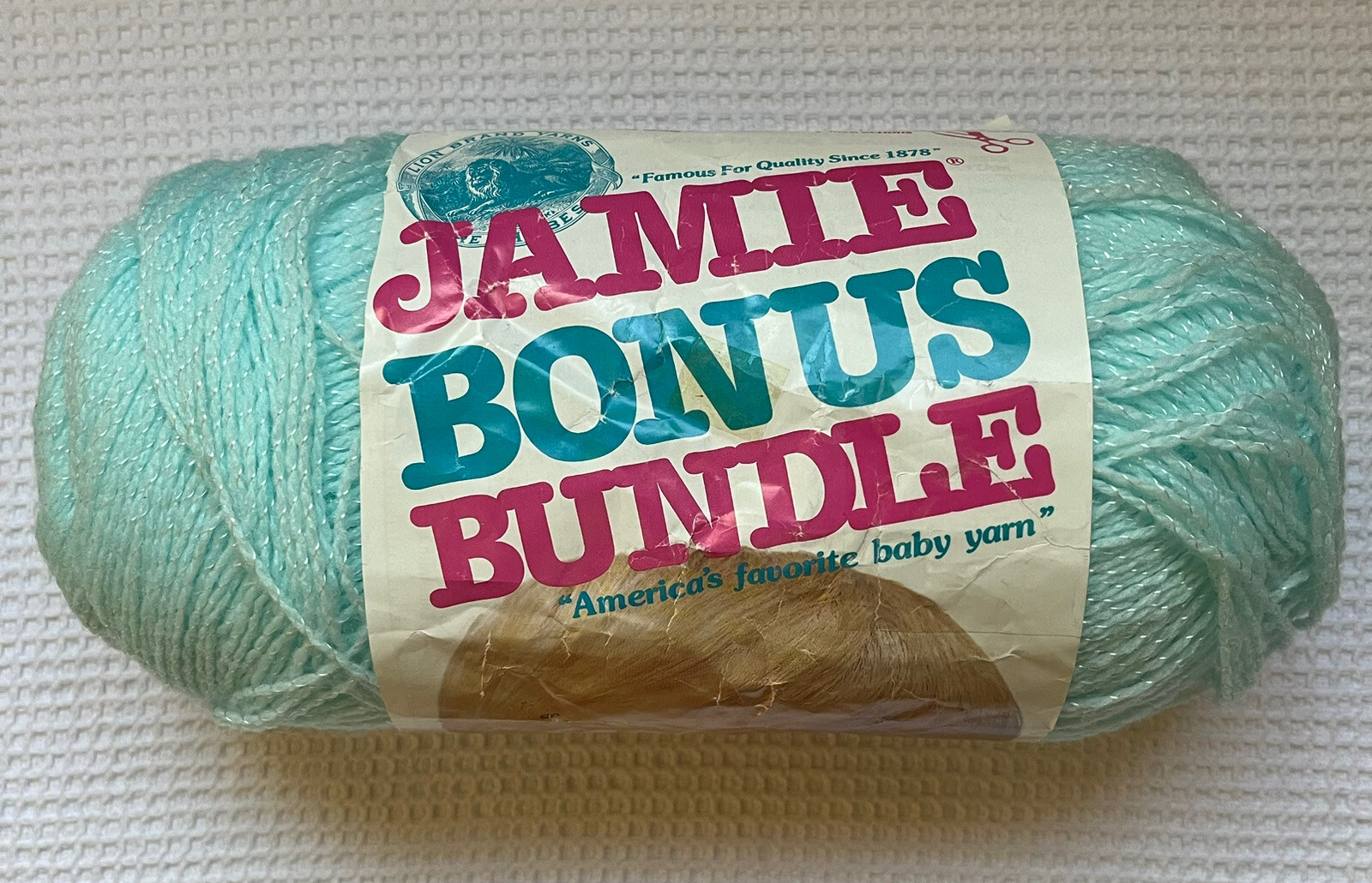 Lion Brand JAMIE BONUS BUNDLE Baby Pompadour Yarn AQUA #271 Blue 7 oz ...