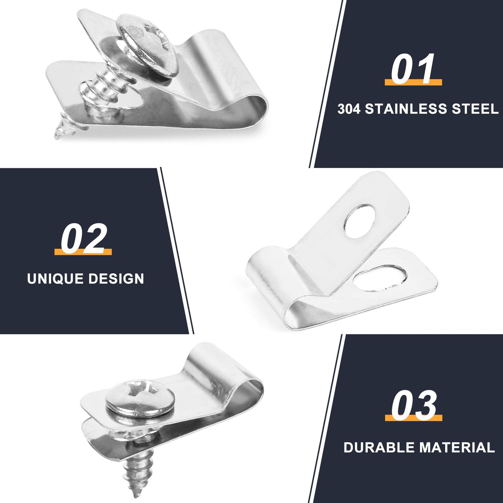 120 Pcs Stainless Steel Wire Fence Clips with 120 Screws for 12-16 ...