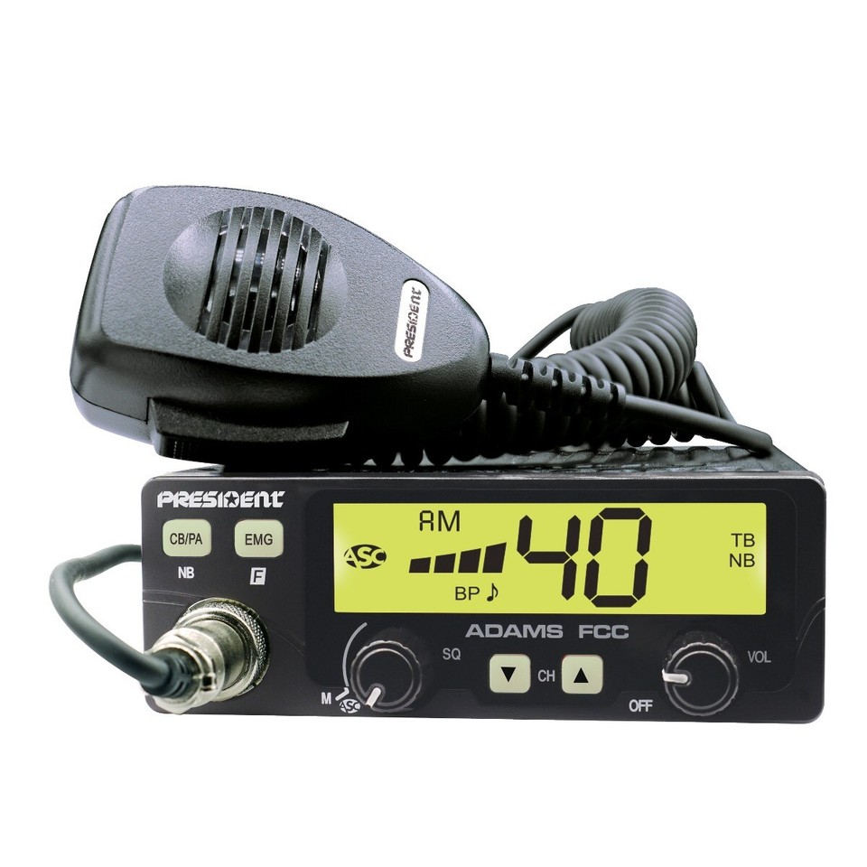 President Adams FCC Compact 12V 40-Channel AM CB Radio w/ 7 Color LCD ...