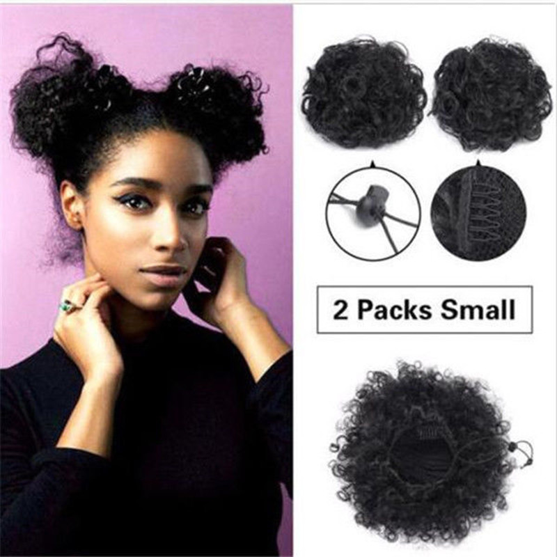 Afro Ponytail Puff Drawstring Wrap Natural Curly Hair Bun Updo Chignon ...