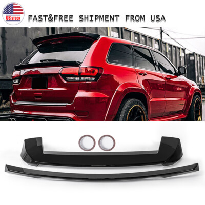 SRT Style Rear Roof Spoiler+Tail gate Mid Wing For Jeep Grand Cherokee ...