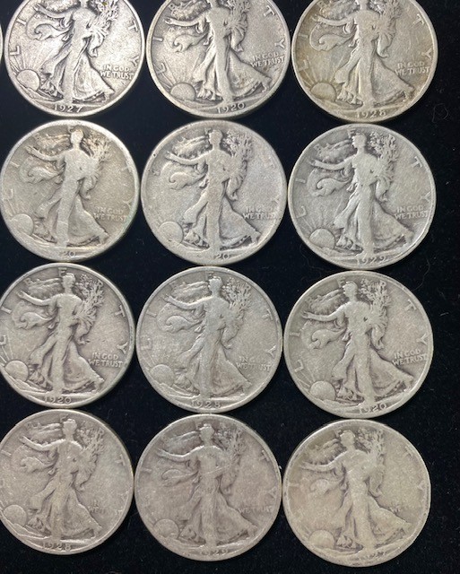 Full Roll 20 Coins. All from the 1920's. Walking Liberty Silver Half ...