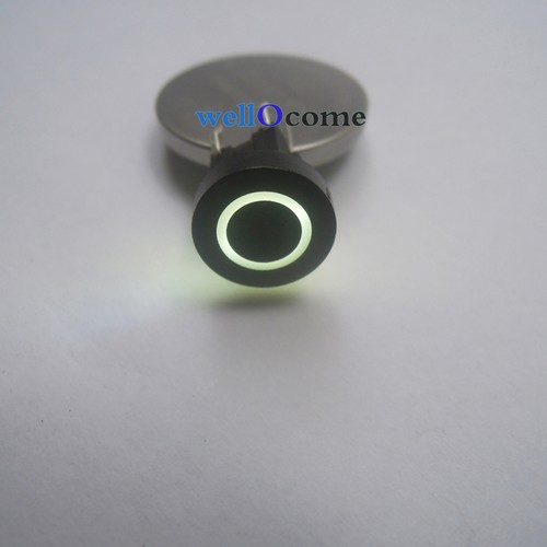 2pc White LED 10mm Black Cap CIRCLE 12V 50mA Momentary Tact Push Button ...
