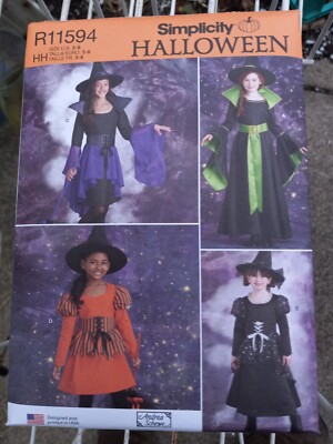 Simplicity R11156/9348 Witch Costumes w Corset Detail Girls'Sz 3-5 NEW ...