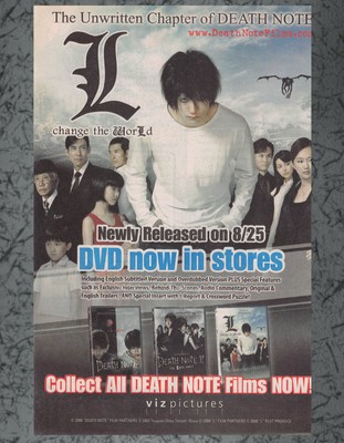 Death Note II Change The World Film Release Print Ad Vintage Art CA ...