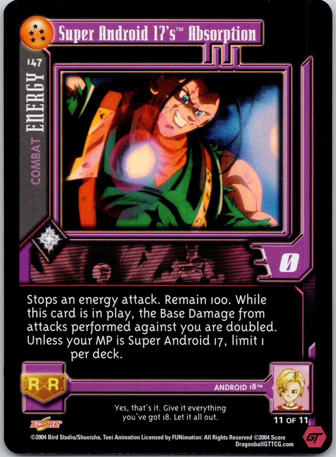 1x DBGT TCG SUPER ANDROID 17'S ABSORPTION 147 FLAT FOIL HOLO RARE ...
