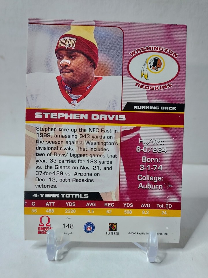 2000 Pacific Omega Football #148 Stephen Davis Washington Redskins | eBay