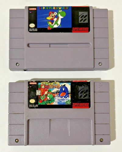 NES SUPER NINTENDO LOT OF 2 Games Super Mario World & Yoshis Island ...