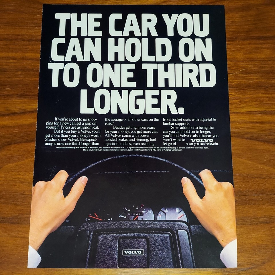 VOLVO PRINT AD MAGAZINE ADVERTISEMENT CAR YOU CAN HOLD ON TO ONE THIRD ...