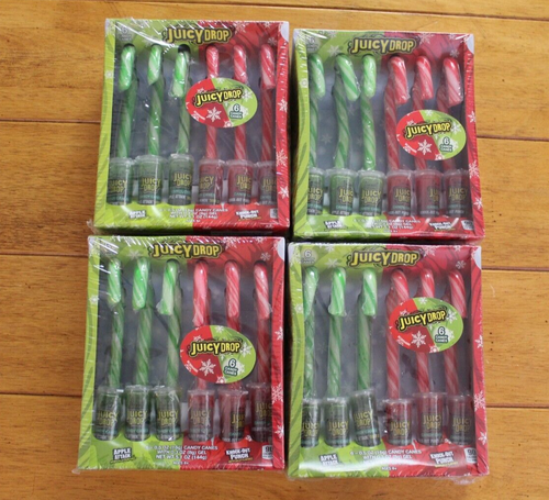 Bazooka Juicy Drop Candy Canes 6 Count Lot of 4 Boxes (APPLE & PUNCH ...