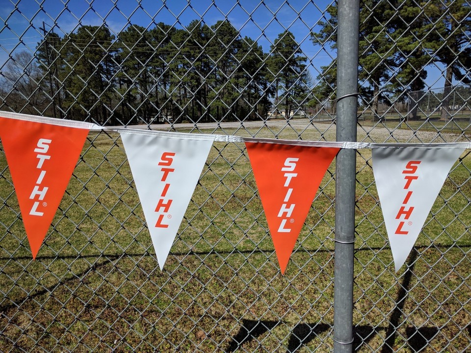 2x Official STIHL LOGO Chainsaw Pennant String Orange White Flag Banner ...