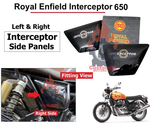 Royal Enfield "Interceptor 650" Left & Right Black "Side Panels" with ...