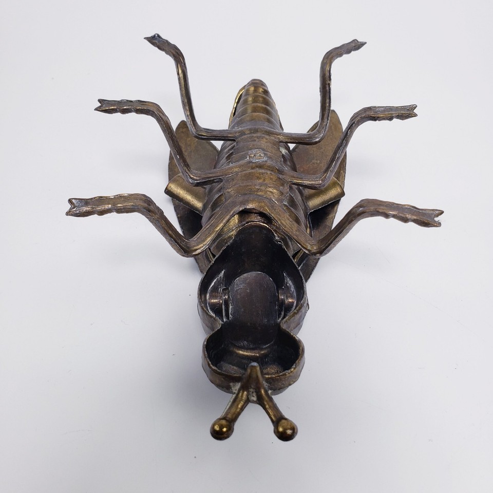 VTG Fly Ashtray MCM Large Brass Hinged Wings Wasp Bug Insect Stash Box ...