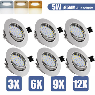 3-12x Recessed 85mm LED Ceiling Light 5W Ultra Slim Down Flat Spotlight ...