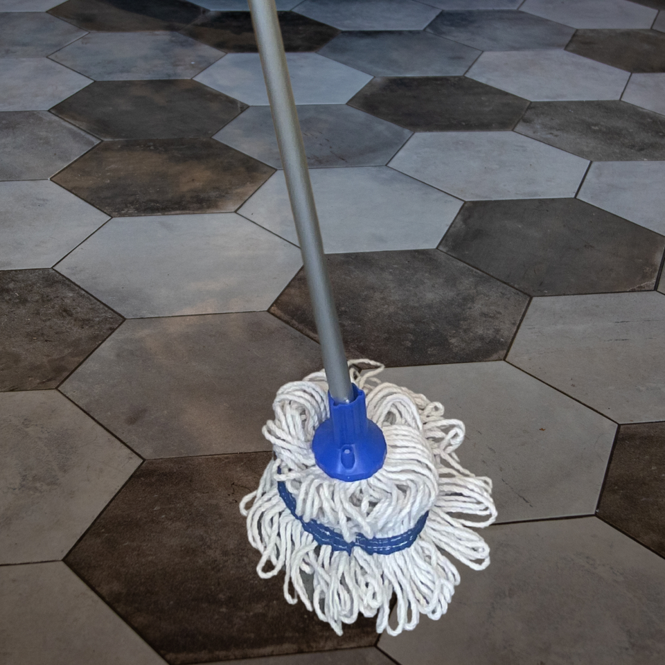 5 Colour Coded Mop Head Aluminium Handle Hygienic Cleaning Yarn Cotton ...