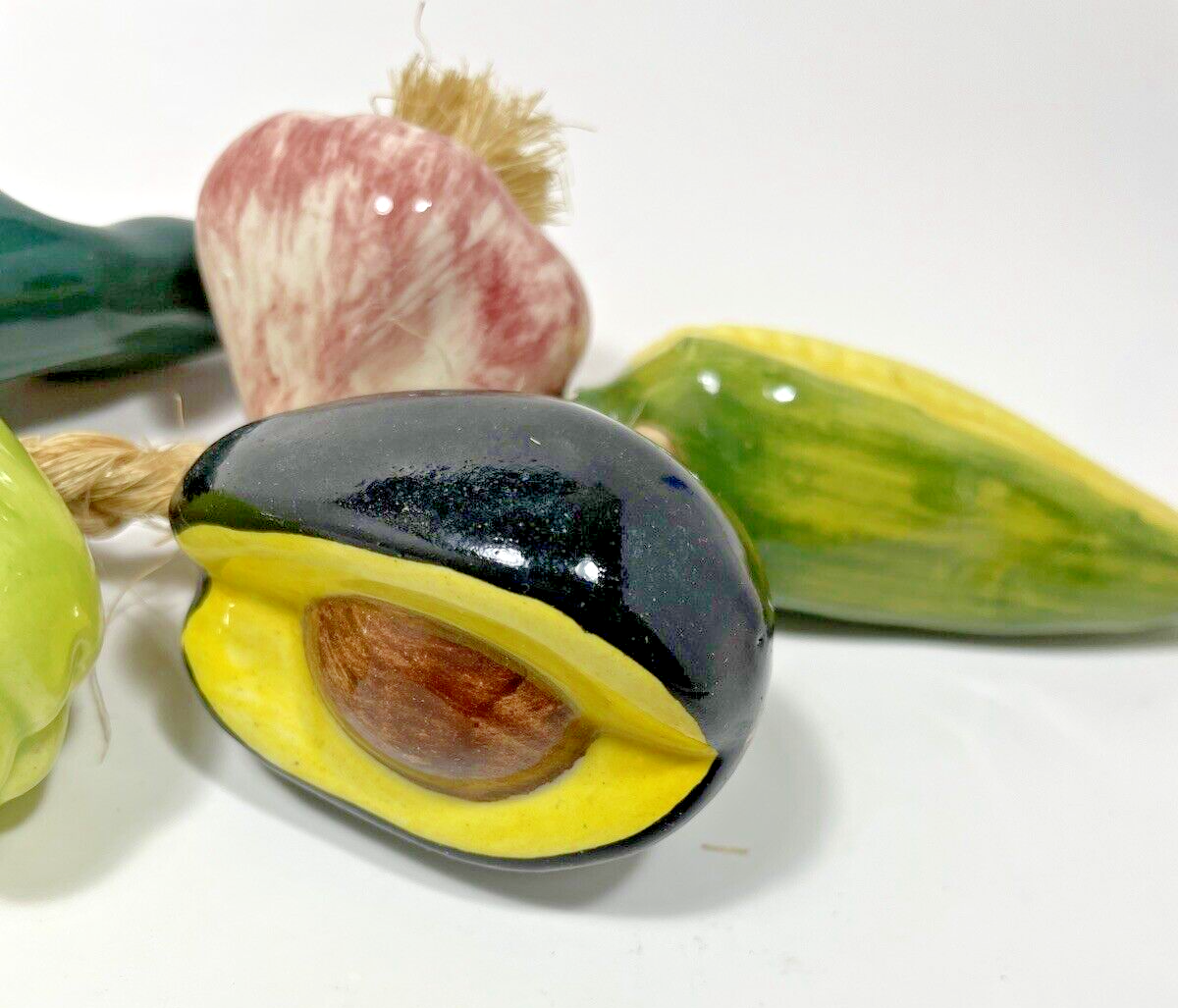 Vtg Ceramic Colorful Vegetable Figurines on Rope 17 in Farm Kitchen ...