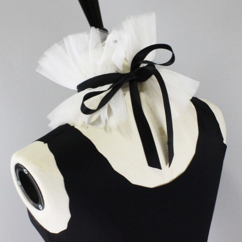 Women Victorian Vintage Mesh Ruffled Stand False Collar Ribbon Bowknot ...