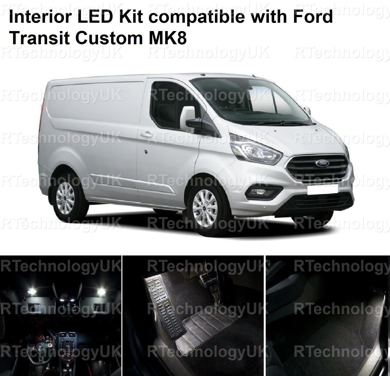 PREMIUM for FORD TRANSIT CUSTOM MK8 2014-2018 INTERIOR LED LIGHT BULBS ...