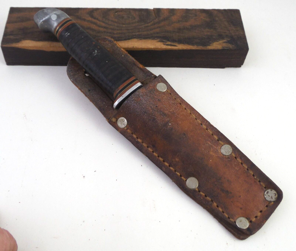 "Kinfolks" U.S.A. 330 4 1/2 "Hunting Knife " Stacked Leather Handle ...