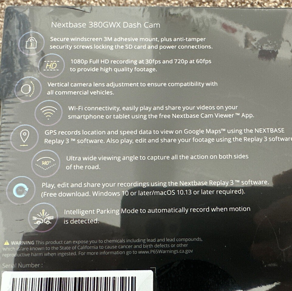 Nextbase 380GWX Dash Cam Front and Rear System COLLECT IN PERSON ...