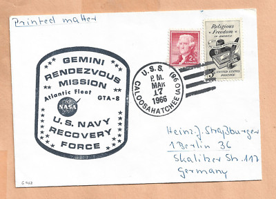 GEMINI 8 RECOVERY FORCE MAR 17,1966 USS CALOOSAHTCHEE SPACE COVER NASA ...
