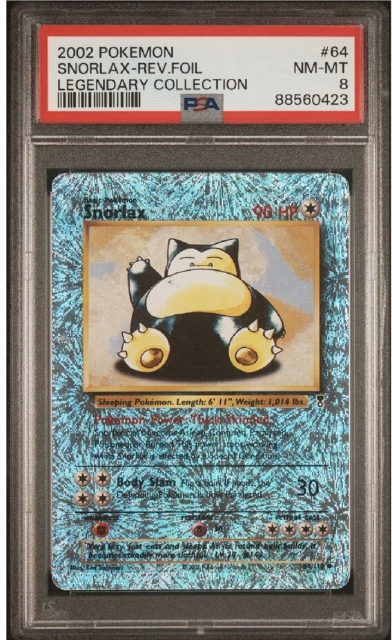 2002 Pokemon Legendary Collection Snorlax #64 REVERSE FOIL HOLO PSA Nm ...