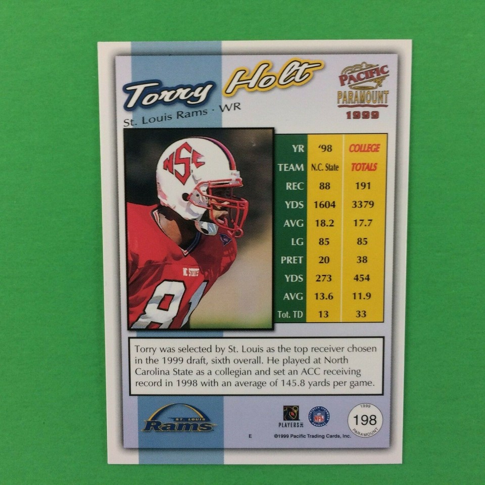 Torry Holt 1999 Pacific Paramount Rookie Card #198 NFL Rams NC State ...