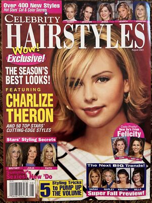 Celebrity Hairstyles Magazine August 2001, Featuring Charlize Theron | eBay