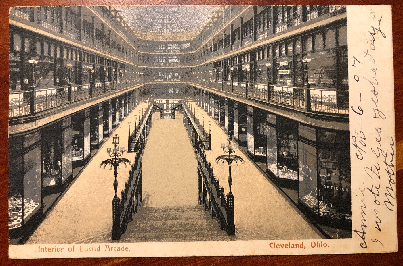 Interior of Euclid Arcade Cleveland Ohio litho 1907 Rcvd Richland ...