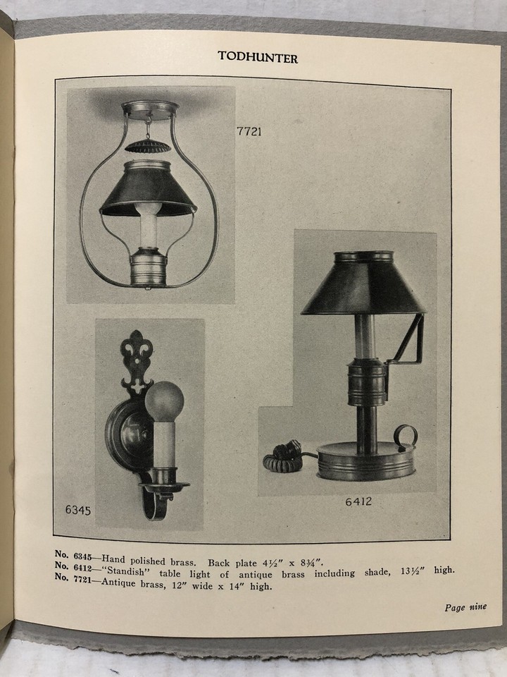 Rare 1926 Todhunter Lighting Catalog + PRICE of Early American ...