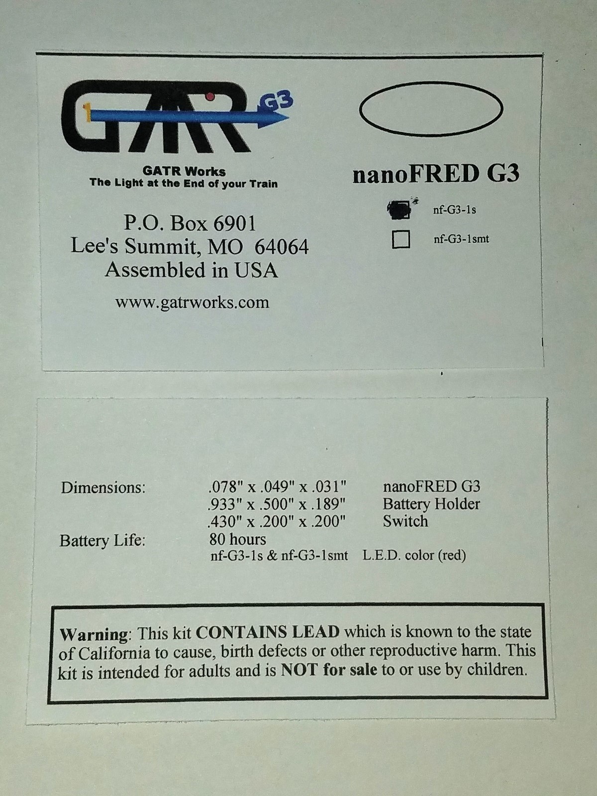 N scale nanoFRED model nf-G3-1s EOT/FRED kit | eBay