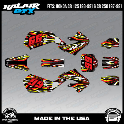 Graphics Kit for HONDA CR125 (1998-1999) & CR250 (1997-1999) Prime- Red ...