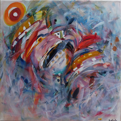 Original abstract oil painting, signed by Nalan Laluk: "Charlatan, No ...