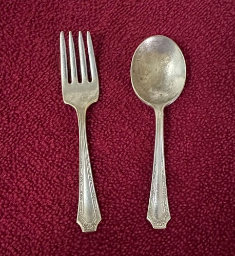 Vintage (Pre WWII) Fairfield Silver Plate Alpha Baby Toddler Spoon and ...