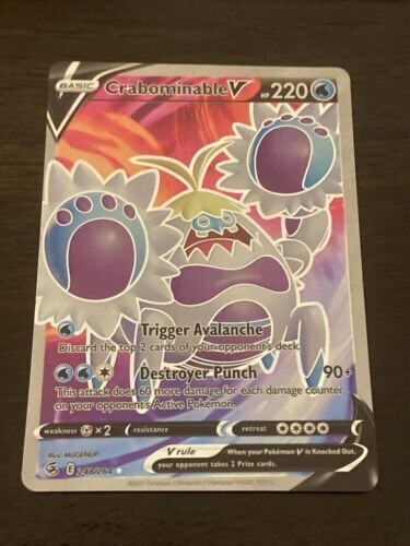 Pokemon Fusion Strike Crabominable V 248/264 Full Art Ultra Rare Holo ...