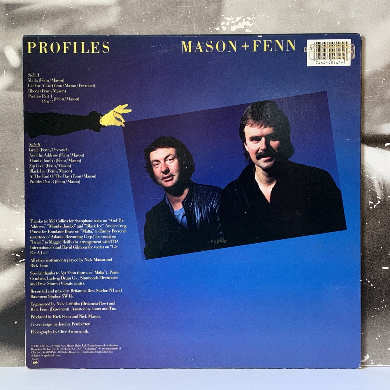 NICK MASON & RICK FENN – PROFILES LP VG+/EX 1985 US COLUMBIA FC 40142 ...