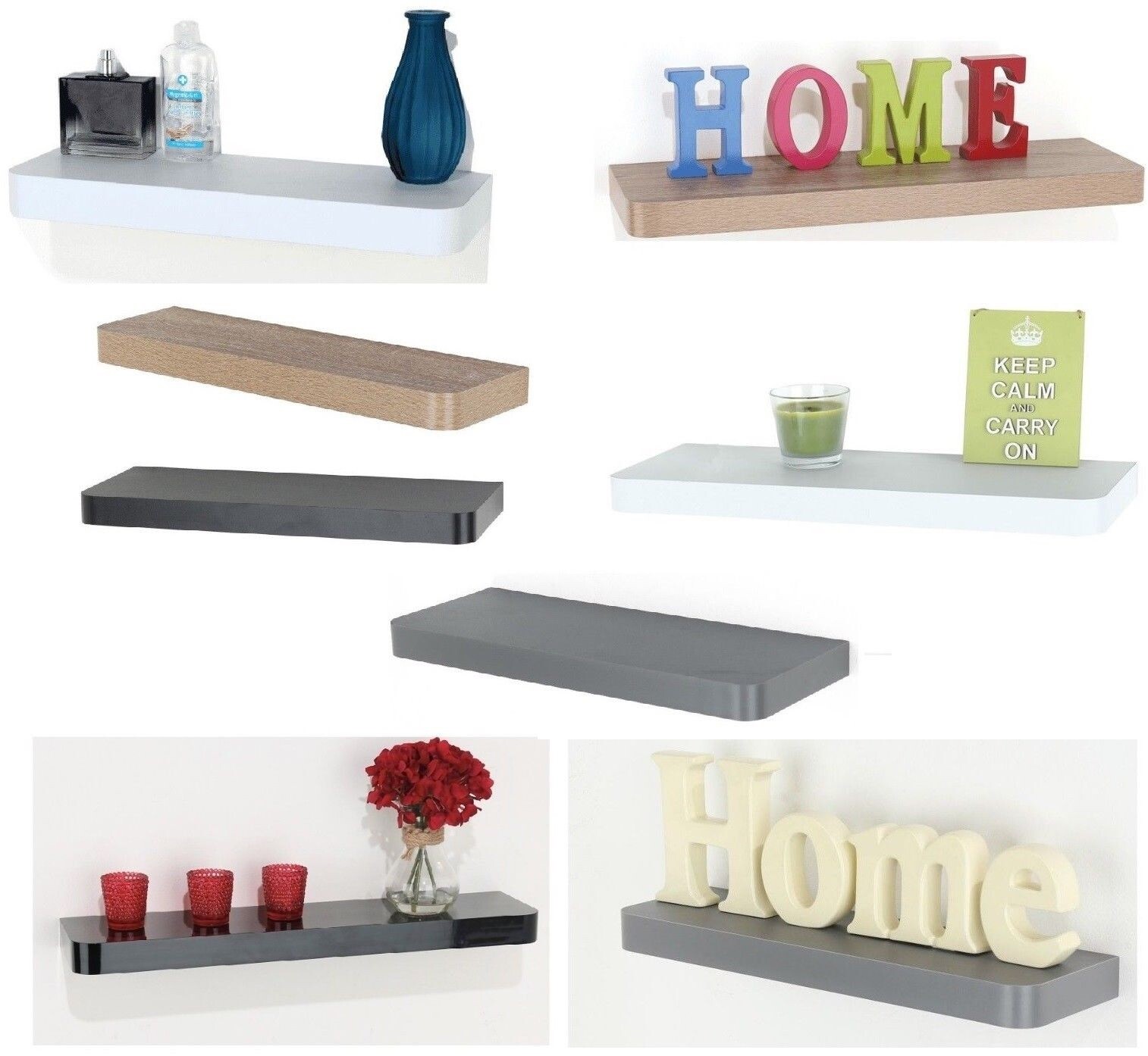 NARROW FLOATING WALL SHELVE SHELF SHELVING KIT RACK DECORATING DISPLAY ...