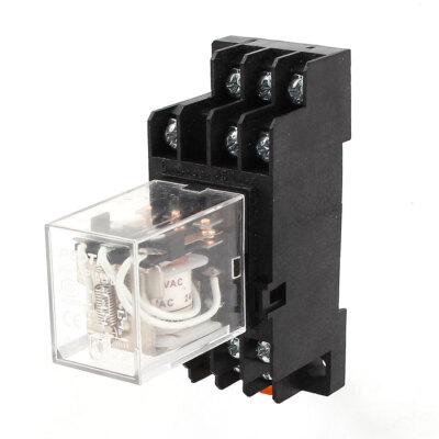 AC 24V Coil 11 Pins 3PDT Electromagnetic Power Relay With Socket Base ...