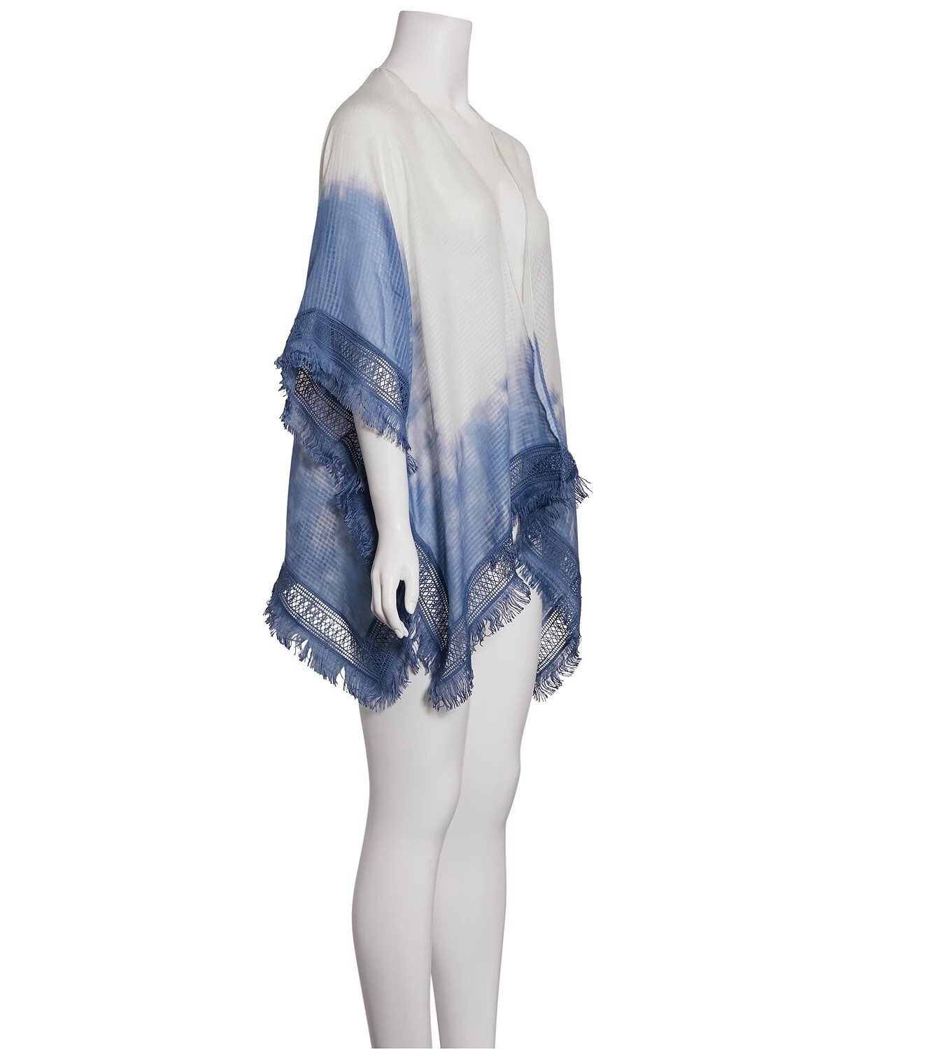 Cejon Womens Ombre-Hem Basketweave Ruana Topper white Blue | eBay