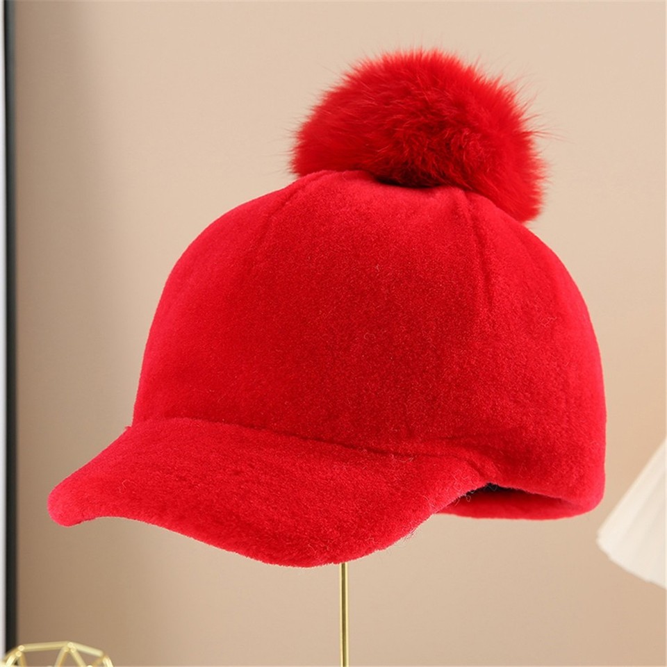 100% Real Sheep Fur Hat Thicken Winter Warm Baseball Cap for Fashion ...