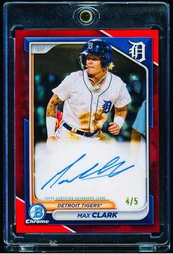 Max Clark 2024 Bowman Chrome Red Refractor RC Auto /5 #CPA-MC Rookie ...