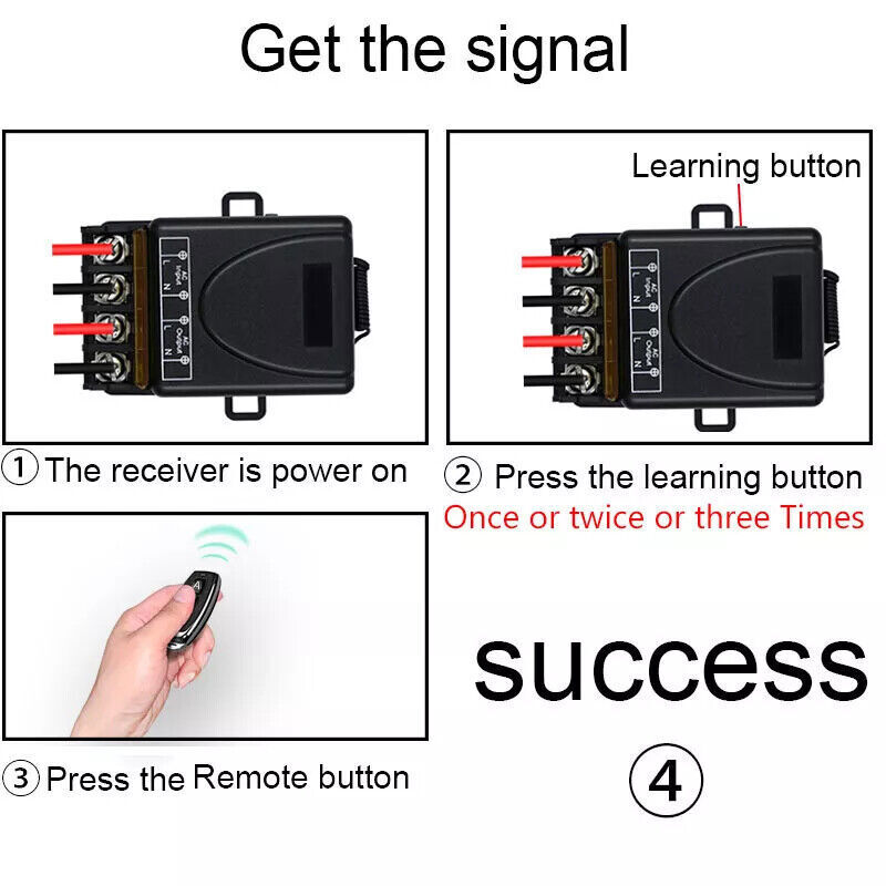 Universal 433Mhz Remote Control Wireless Switch DC 12V 24V 72V 30A ...