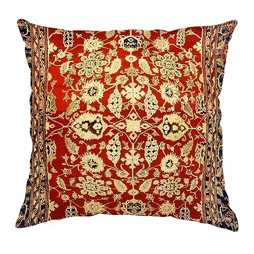 Persian Pillow Cover 18x18 Inches Red Throw Pillow Cover Vintage Ethnic ...