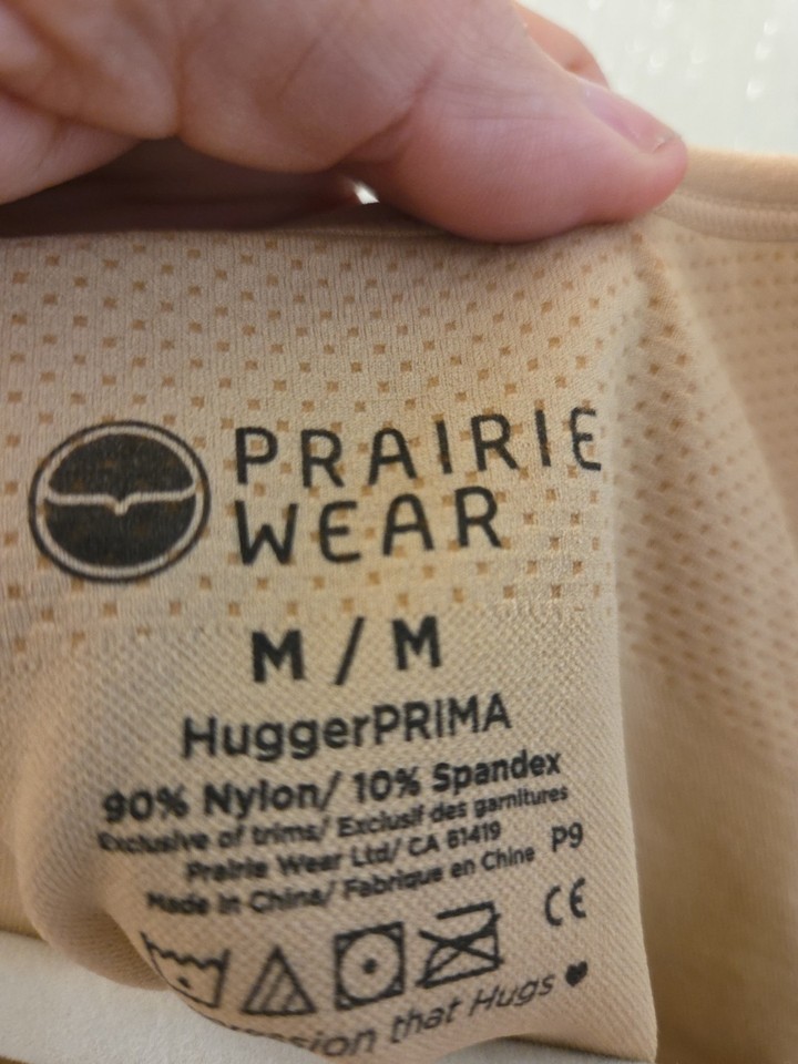 Prairie Wear Hugger PRIMA Women M Beige Stretch Compression Zip Bra ...