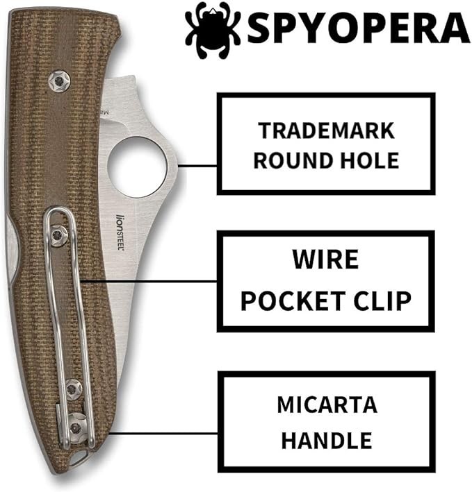 Spyderco SpyOpera Lockback Brown Canvas Micarta M390 Blade C255CMP ...