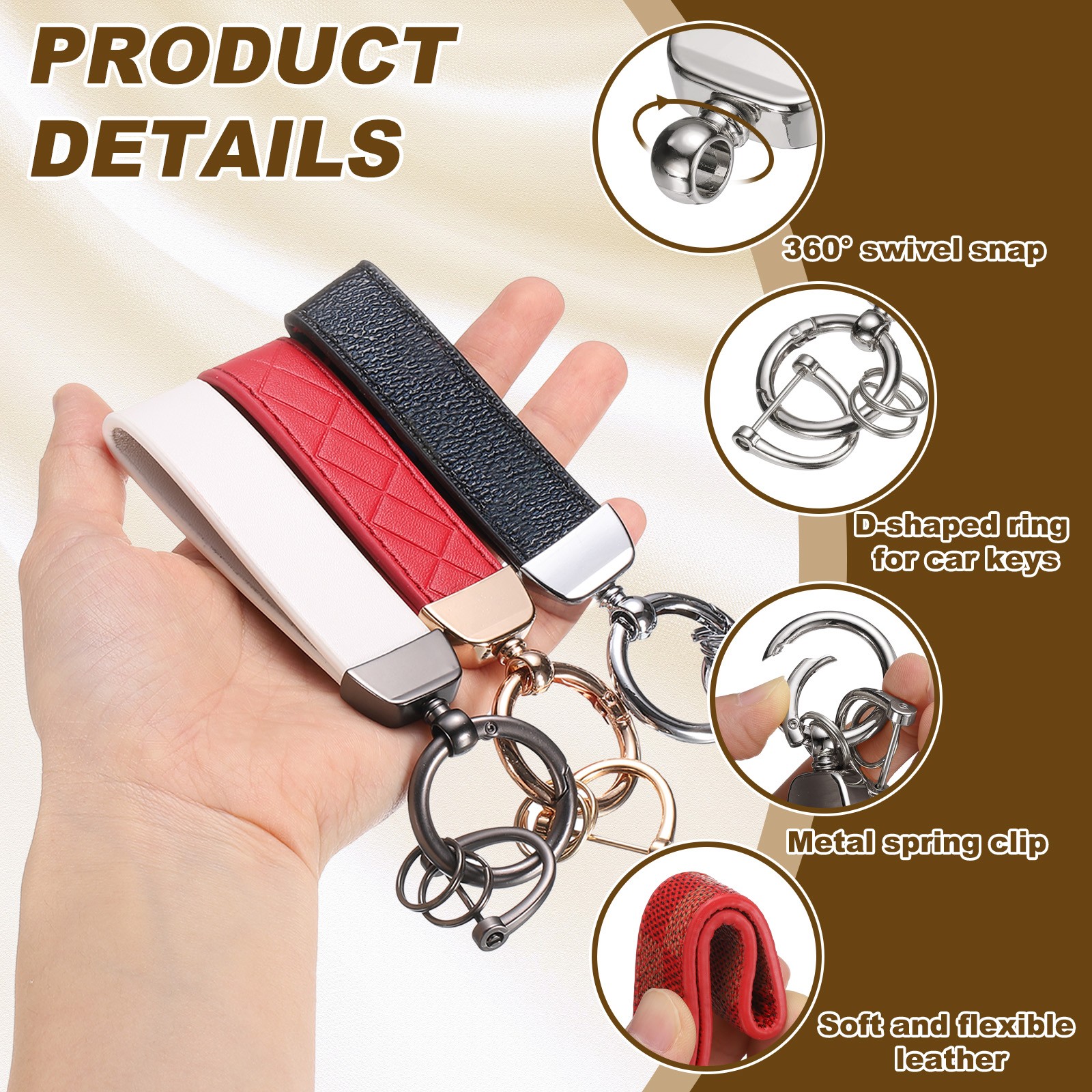 1Set Car Key Chain Ring Clip 4.9" Keychain Key Fob, White Cube Silver ...