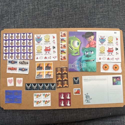 Lot bulk forever stamps unused self stick and 2 pre stamp postcards ...