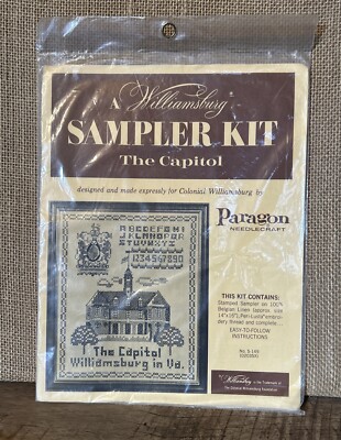 Vintage Paragon Williamsburg The Capitol Sampler Cross Stitch Kit S-149 ...